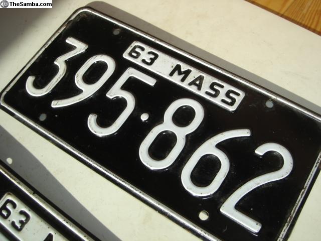TheSamba.com :: VW Classifieds - Pair of Mass License plates-1963 dates