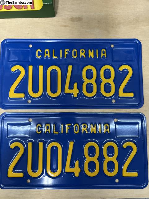 TheSamba.com :: VW Classifieds - NOS California Blue & Yellow License ...